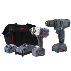 Ingersoll Rand Cordless Combo Tool Kit W7152 Impact Wrench D1130 Driver Drill Battery and Tool bag CAPS Shop